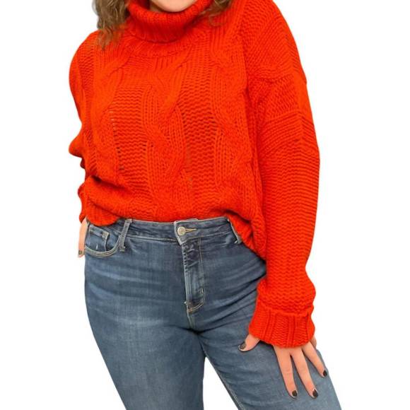 COZY CO. | Sweaters | New Cozy Co Cable Knit Sweater In Scarlet | Poshmark